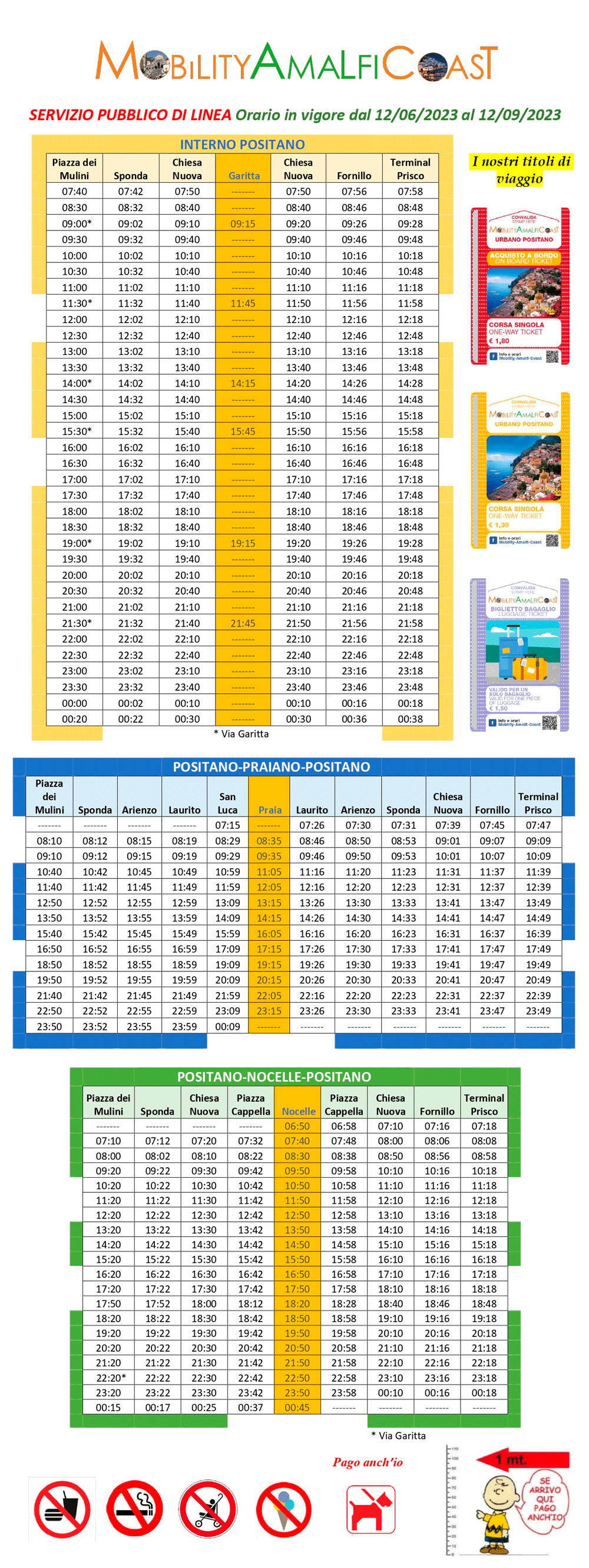 Positano Maps+ Orari Timetables