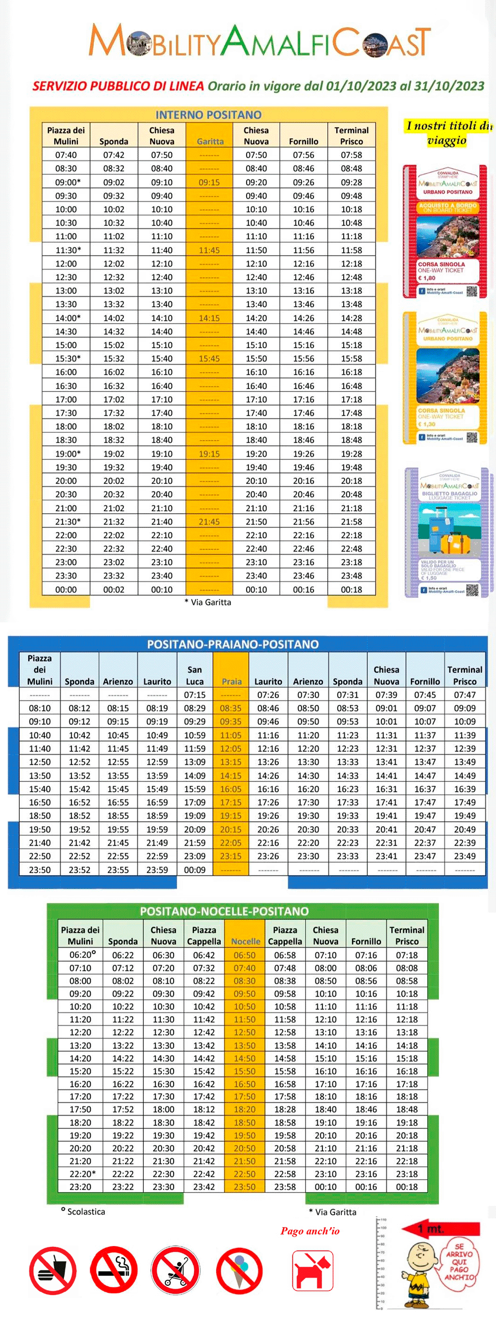 Positano Maps+ Orari Timetables